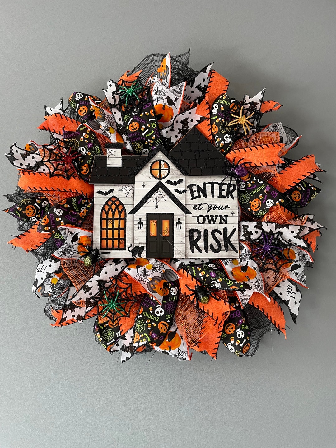 Halloween Spooky enter at Your Own Risk Wood Sign. Bright - Etsy