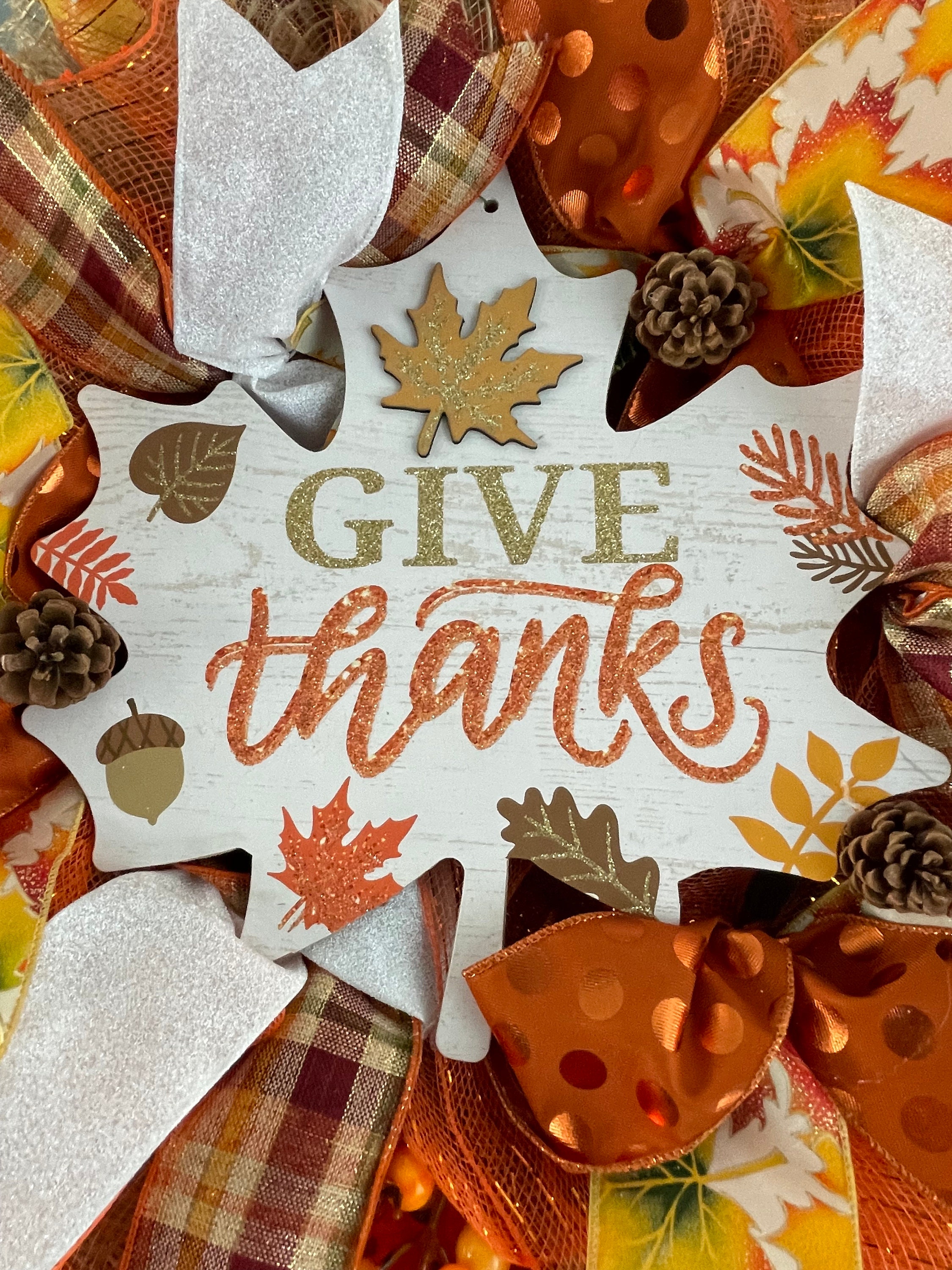 Fall, Autumn, Harvest. Give Thanks Wood Sign. Orange, Brown, Yellow ...