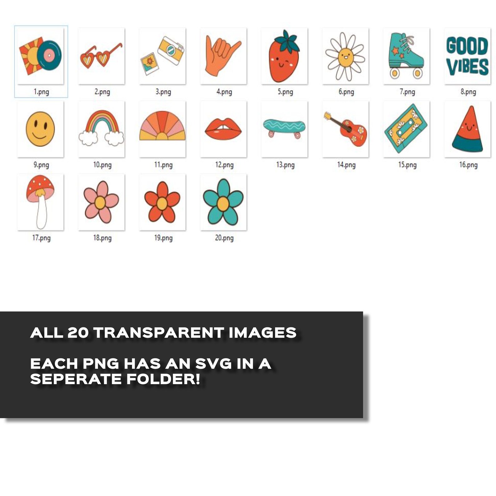 Summer Clipart Groovy Clipart Retro Clipart Hippie Clipart Transparent ...