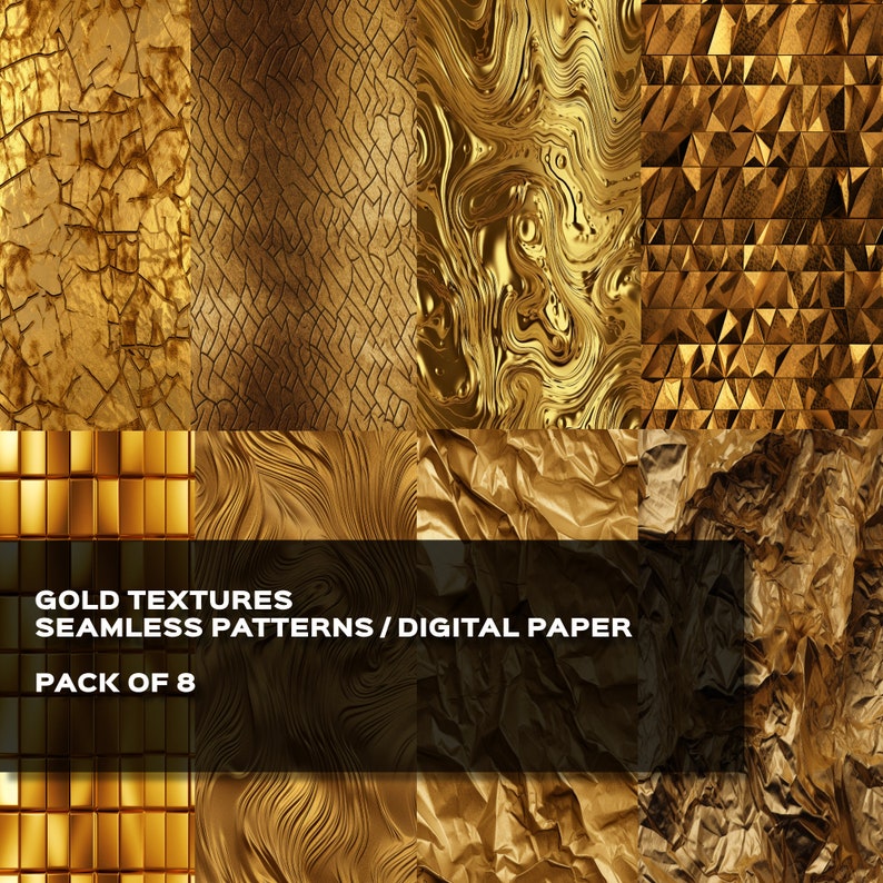 Gold Textures Seamless Patterns, Metallic Digital Paper (PNG) - Etsy