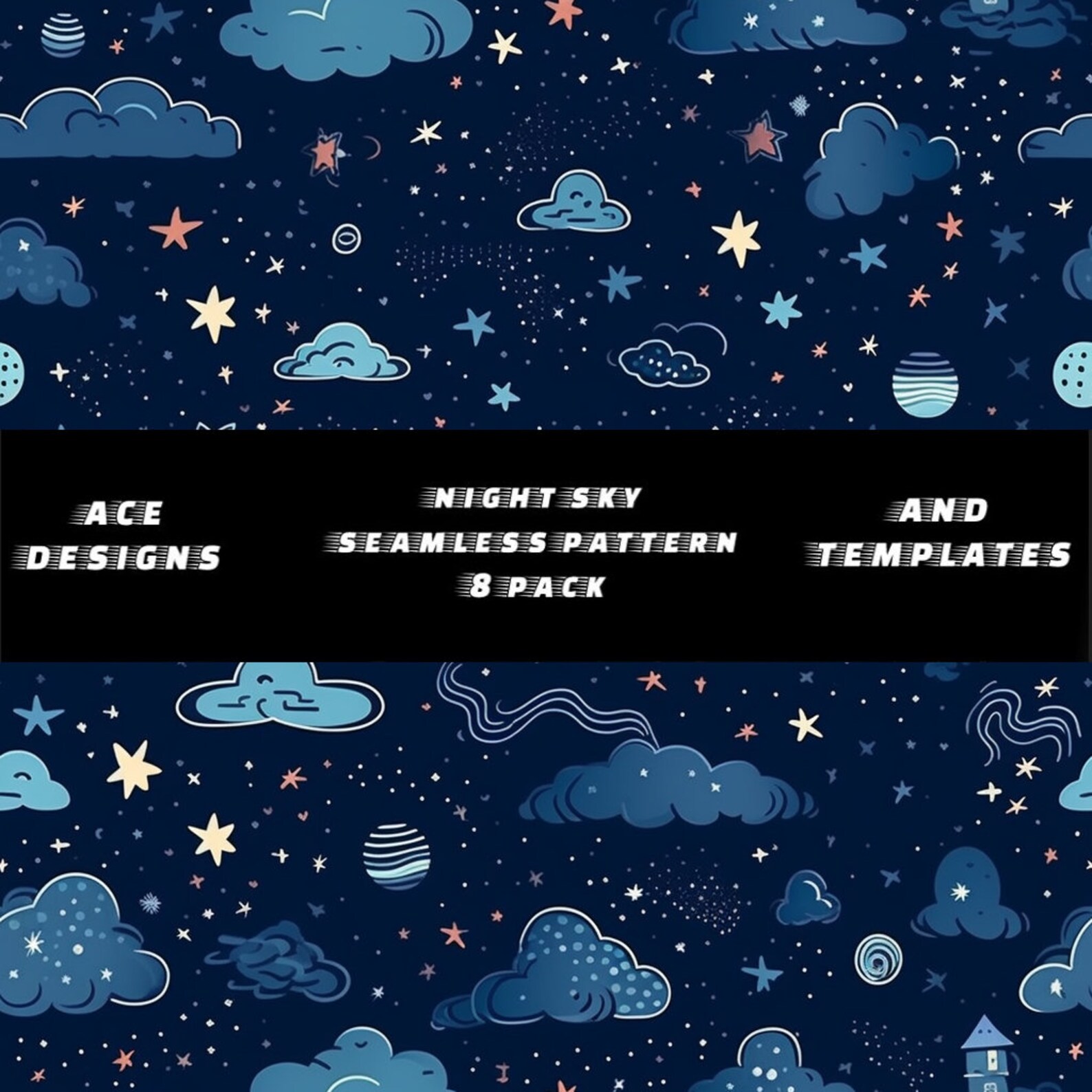 Night Sky Seamless Patterns Stars Digital Download Sky Pattern Digital ...