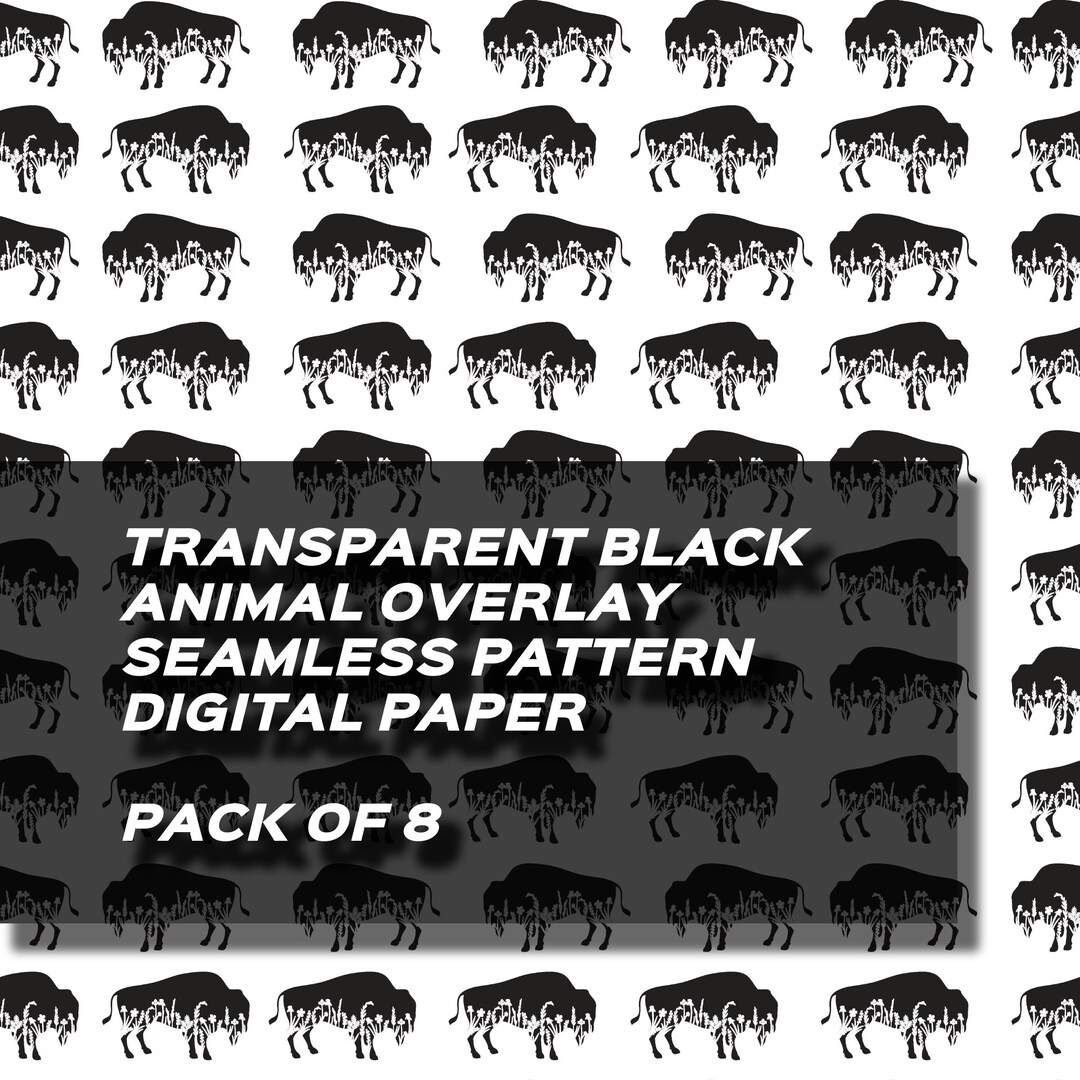 Transparent Black Pattern Overlay Animals Transparent Seamless Pattern ...