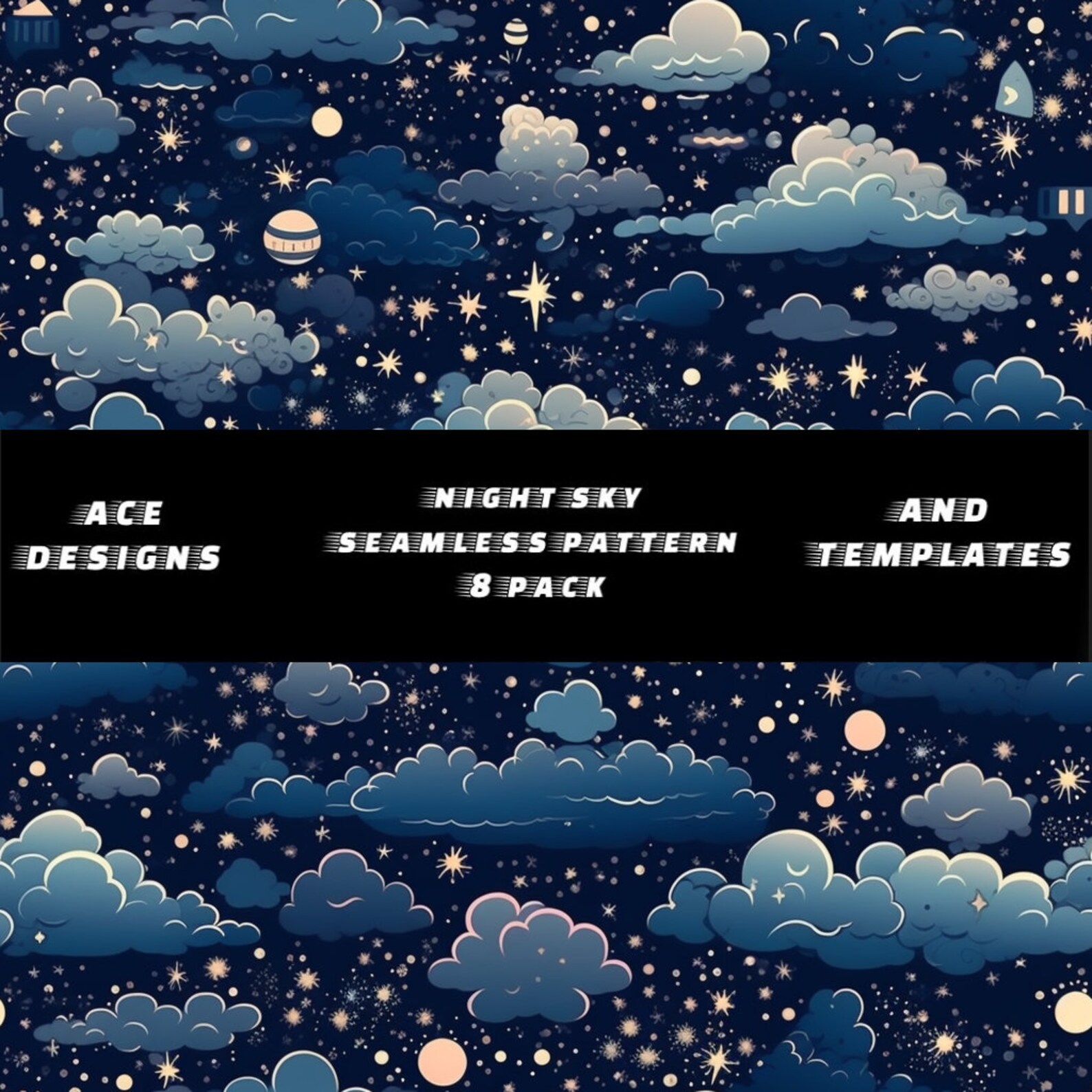 Night Sky Seamless Patterns Stars Digital Download Sky Pattern Digital ...