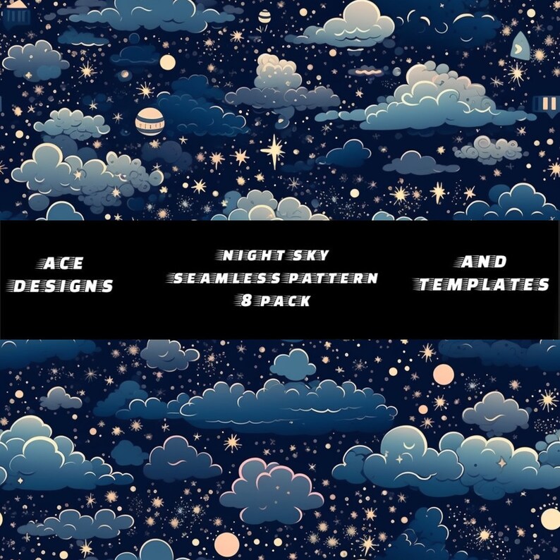 Night Sky Seamless Patterns Stars Digital Download Sky Pattern Digital ...