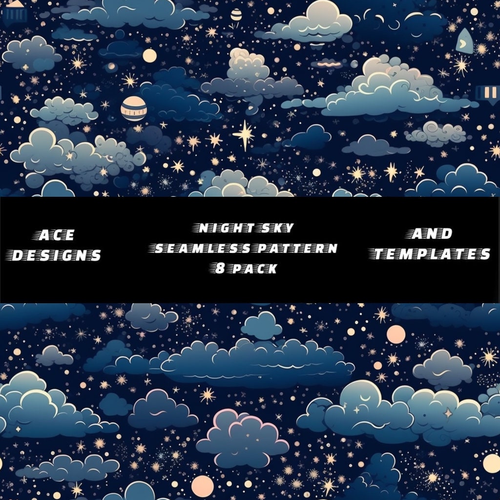 Night Sky Seamless Patterns Stars Digital Download Sky Pattern Digital ...