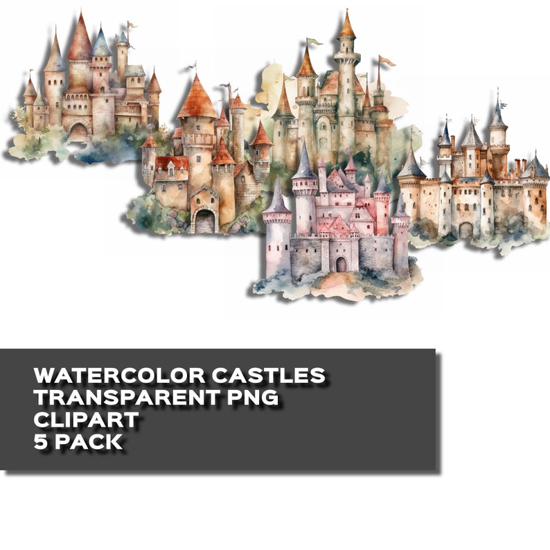 Watercolor Castles Transparent PNG Watercolor Castles for - Etsy
