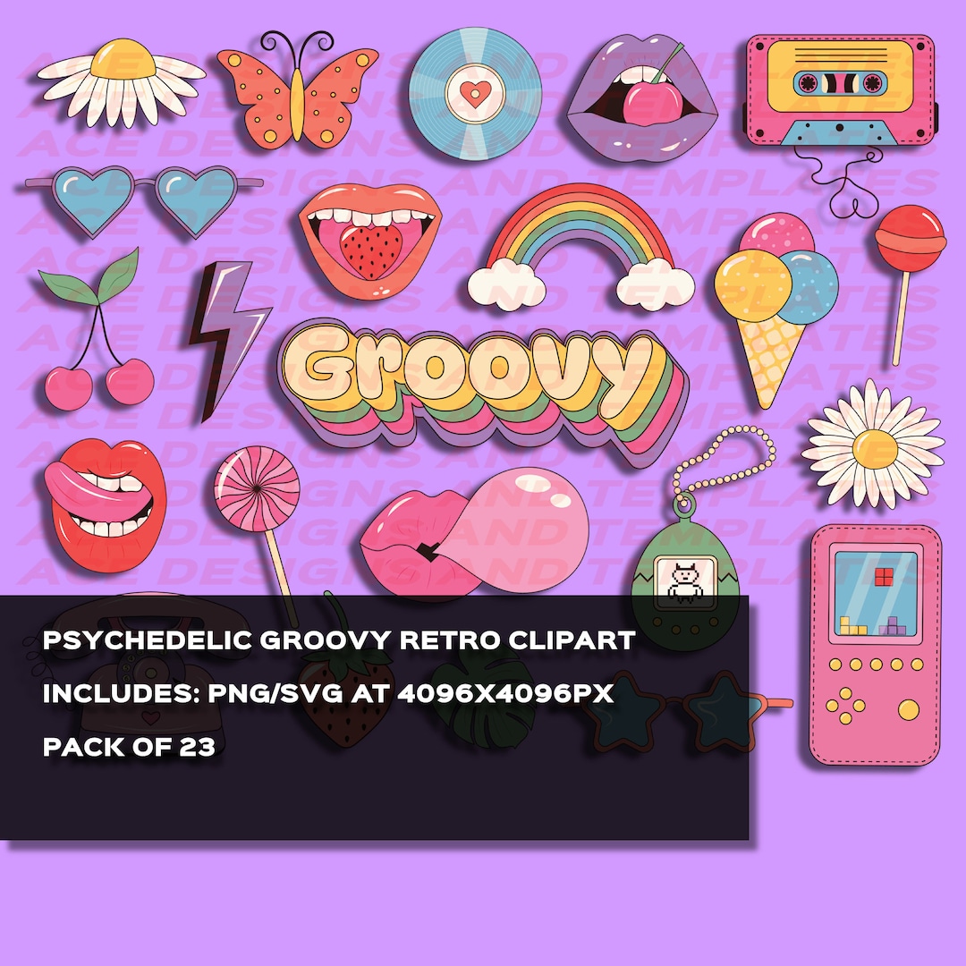 Groovy Clipart Psychedelic Clipart Retro Clipart PNG Groovy SVG ...