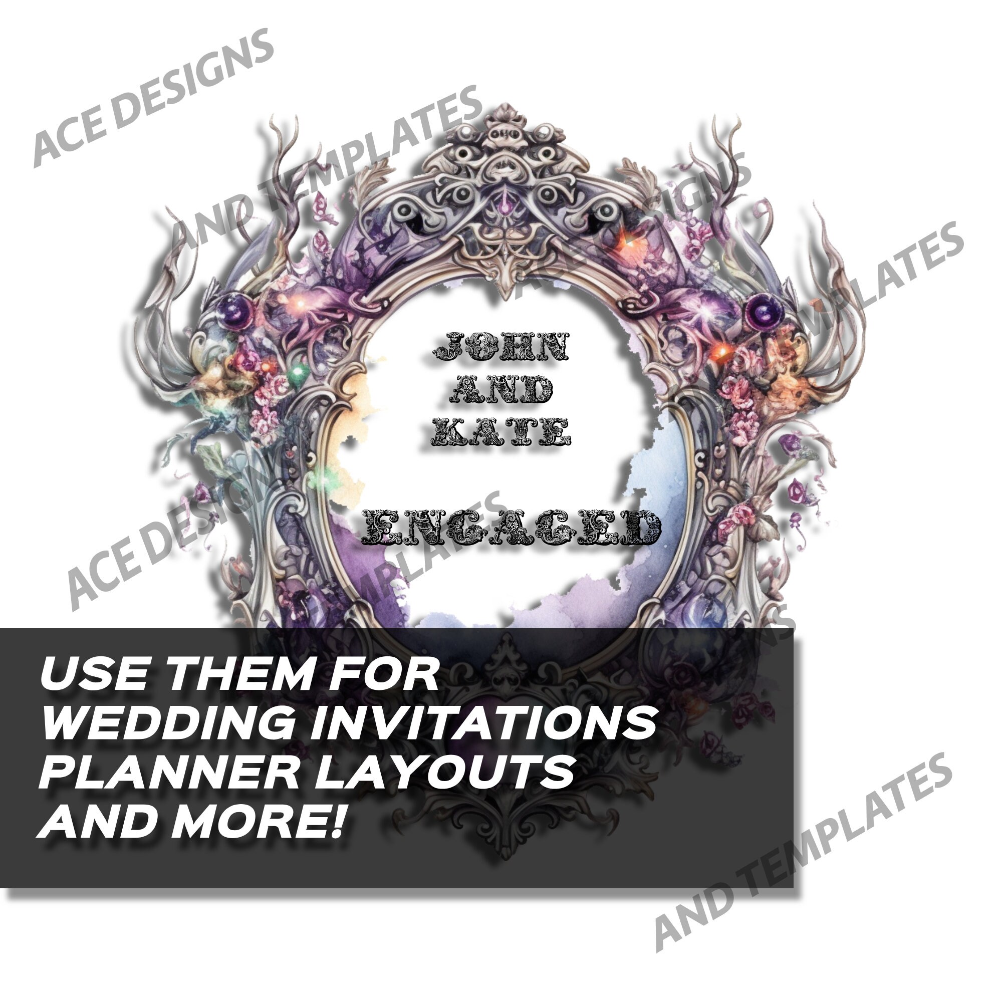 Watercolor Magical Frames Clip Art Mystical Clip Art Digital Frames PNG ...