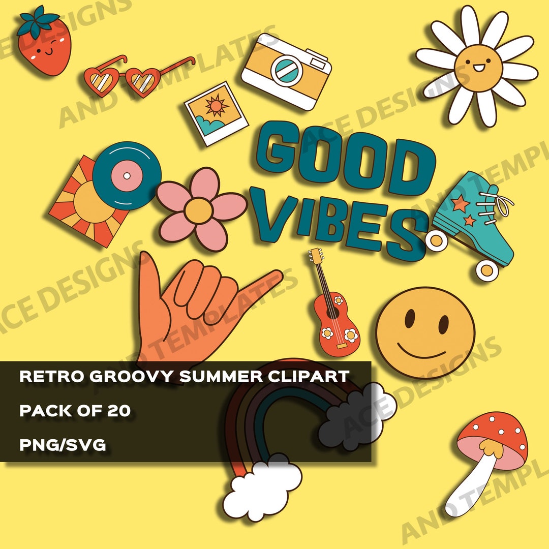 Summer Clipart Groovy Clipart Retro Clipart Hippie Clipart Transparent ...