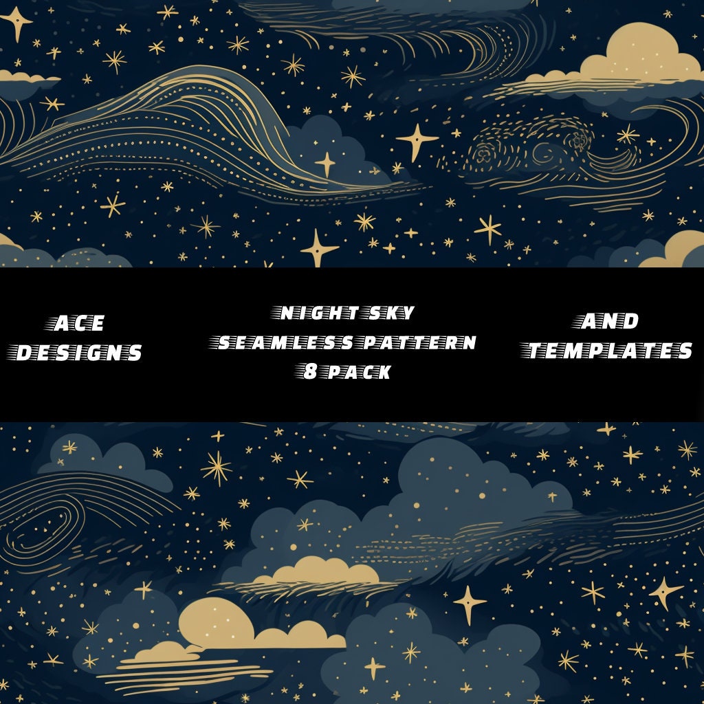 Night Sky Seamless Patterns Stars Digital Download Sky Pattern Digital ...