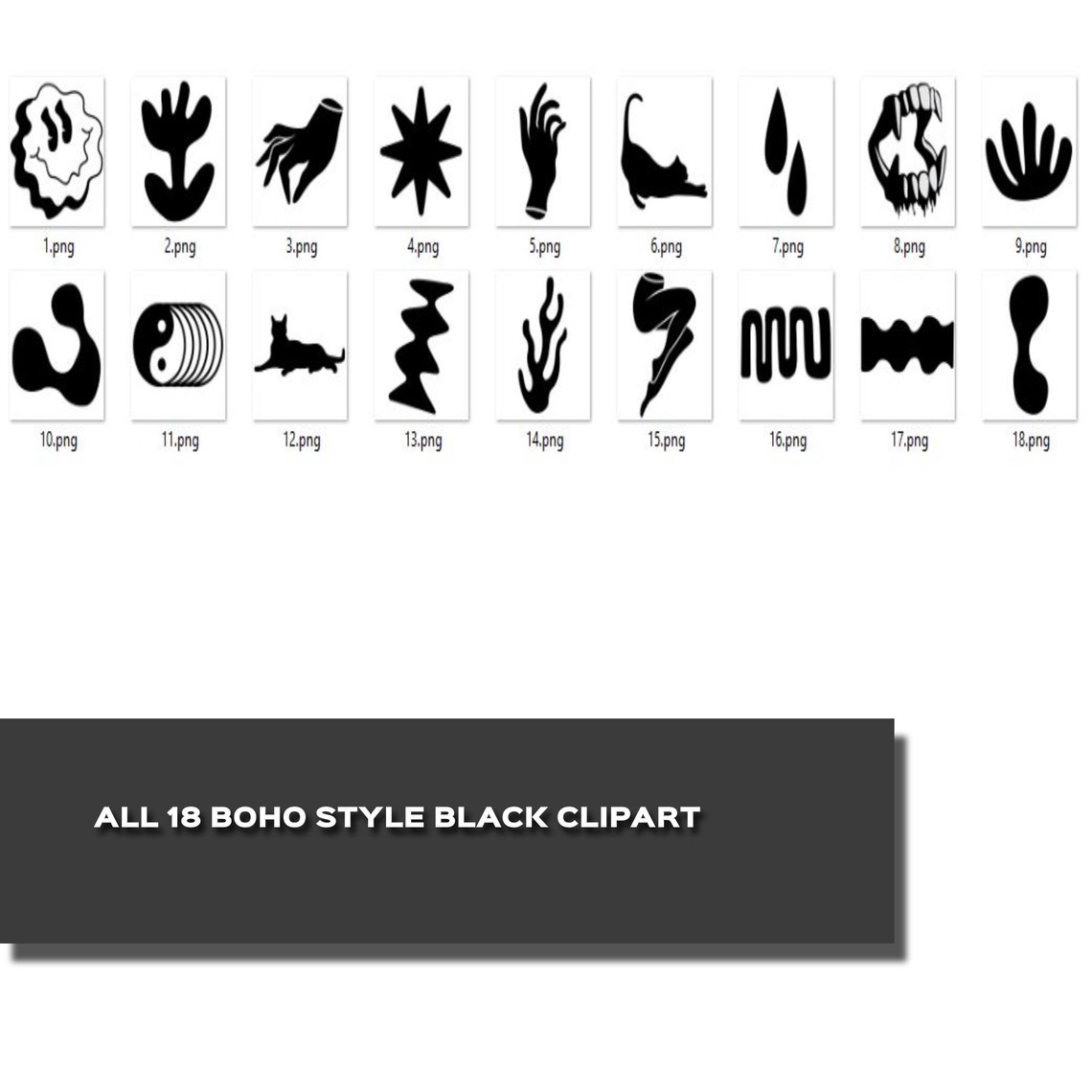 Boho Black Clipart Boho Clipart Black Aesthetic Clipart Black Clipart ...