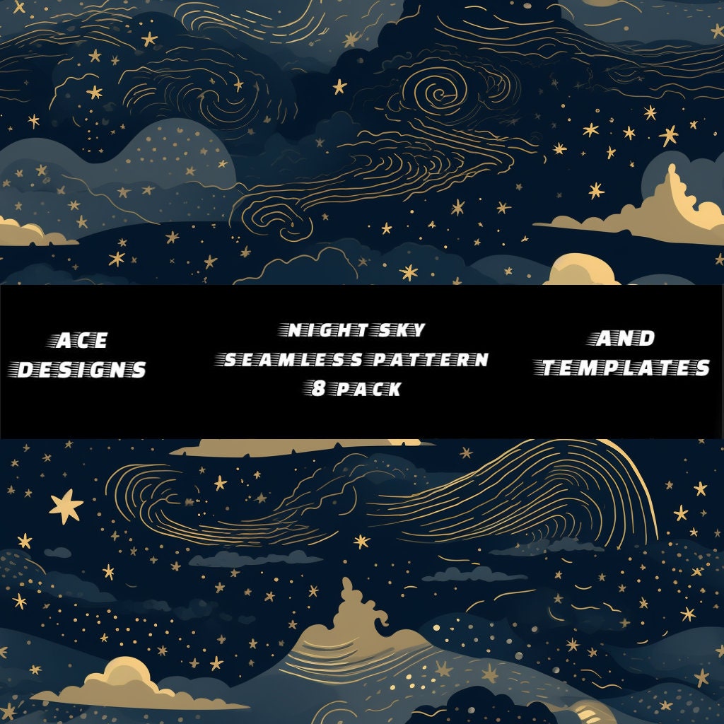 Night Sky Seamless Patterns Stars Digital Download Sky Pattern Digital ...