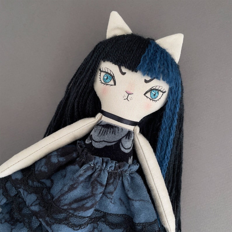 Cat Doll With Blue Eyes 10inch, Cat Doll, Cat Lover, Heirloom Doll ...