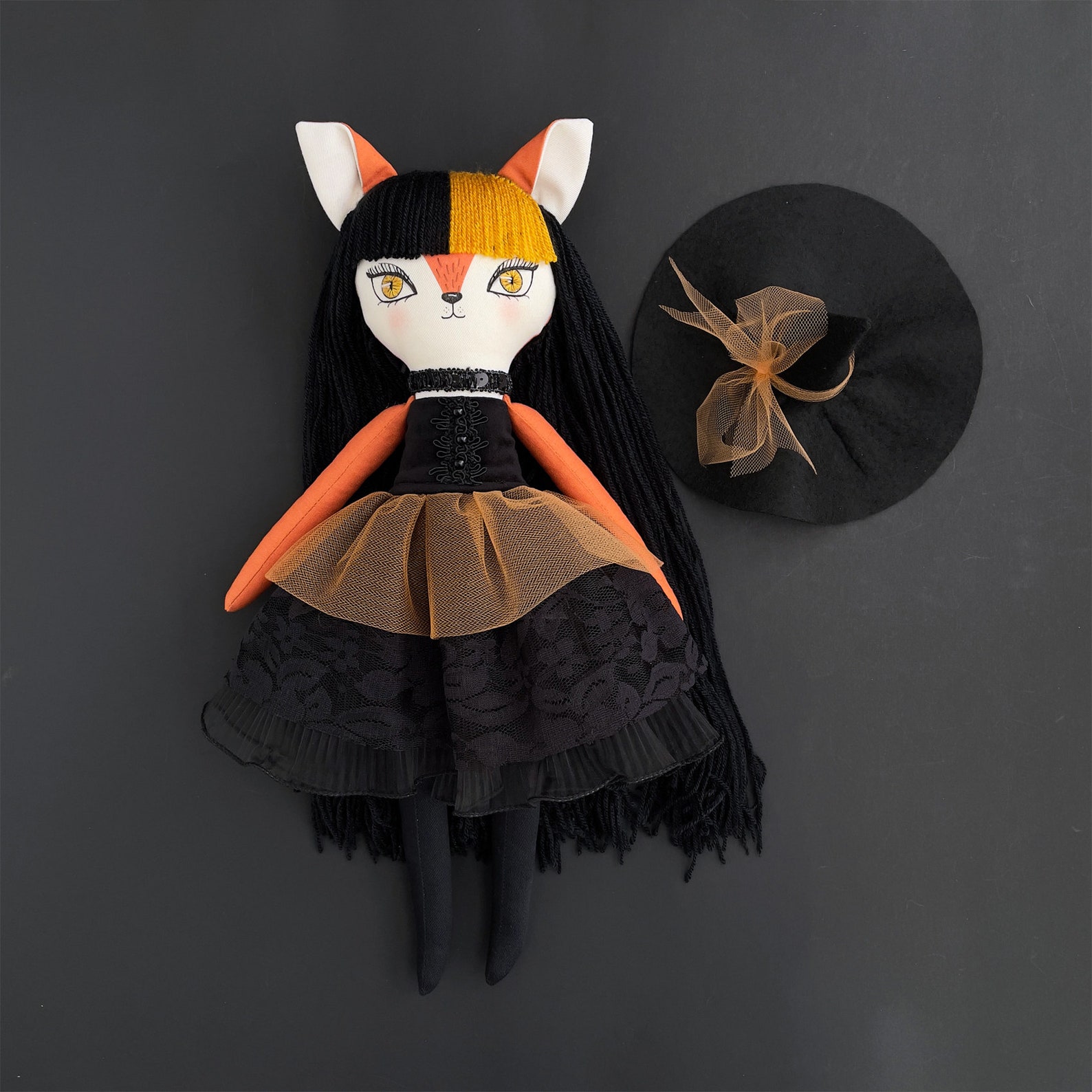 Fox Witch Doll With Yellow Eyes, Fox Doll, Witch Doll, Halloween Doll ...