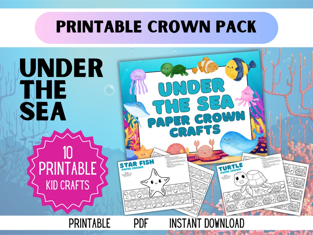 Coloring Crown, Kids Printable Crowns, Kids Ocean Animal Crowns, Kids ...