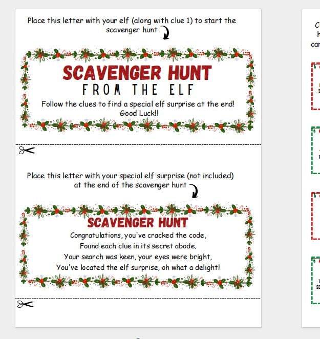 Printable Elf Scavenger Hunt-printable Christmas Scavenge Hunt - Etsy