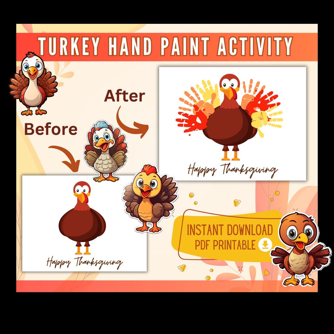 Turkey Handprint Activity, Thanksgiving Handprint Activity, Kids ...
