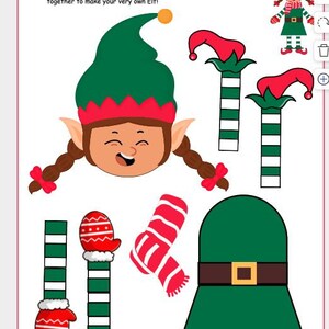 Printable Pdf Christmas Kids Elf Craft, Printable Build Two Elves Kids ...
