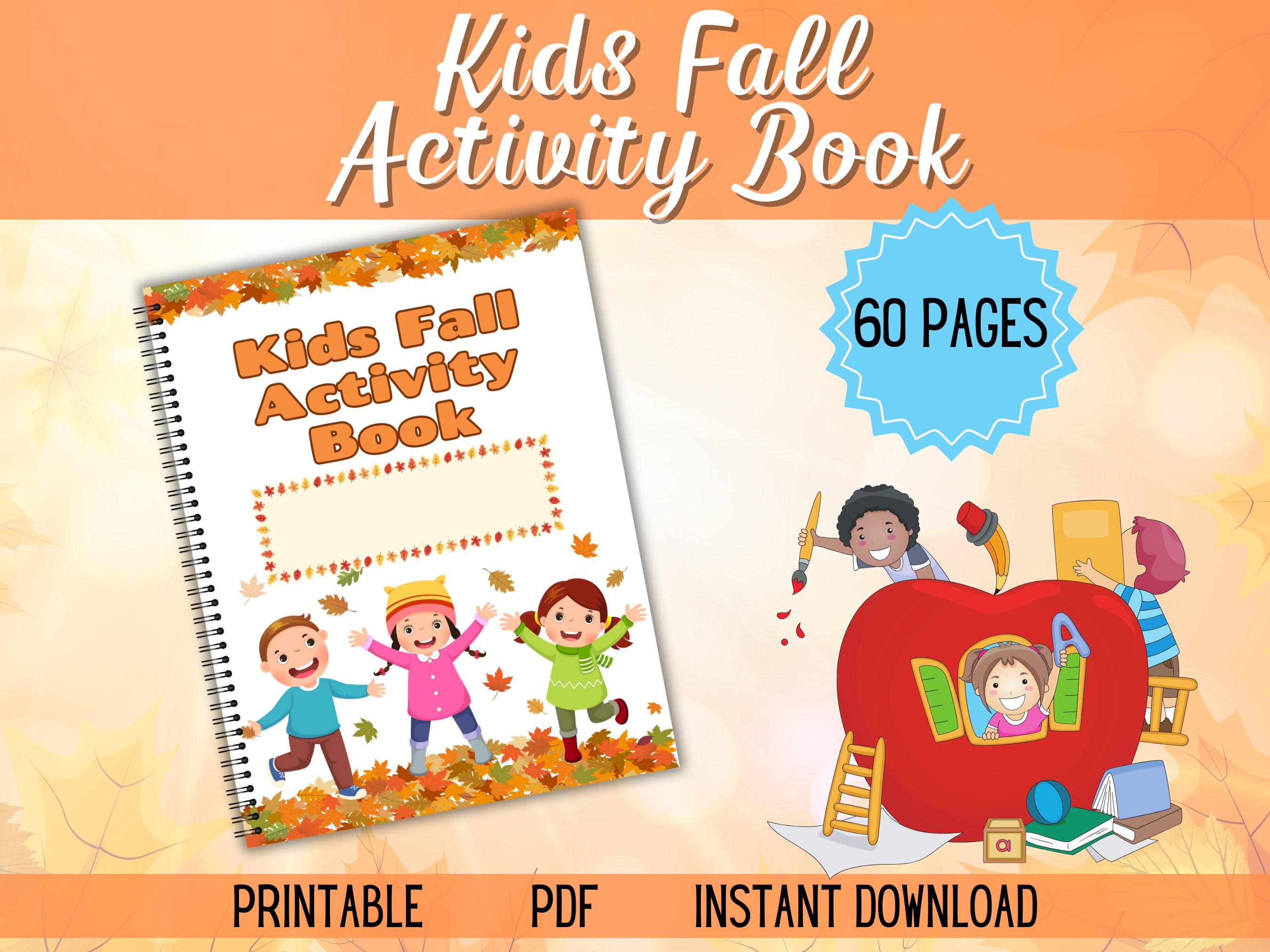 60 Printable Fall Activity Pages-tracing Letters and Numbers-counting ...