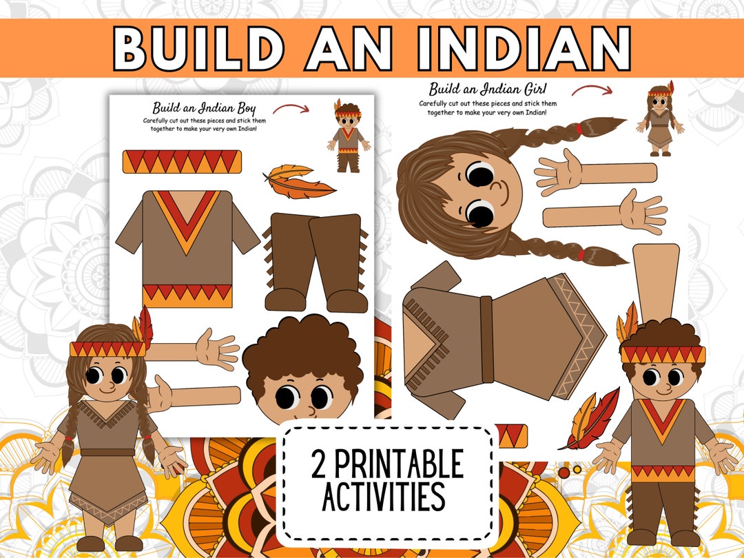 Build an Indian Craft for Kids Thanksgiving Indian Craft PDF - Etsy