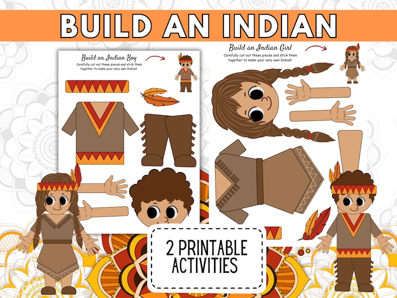 Build an Indian Craft for Kids Thanksgiving Indian Craft PDF - Etsy