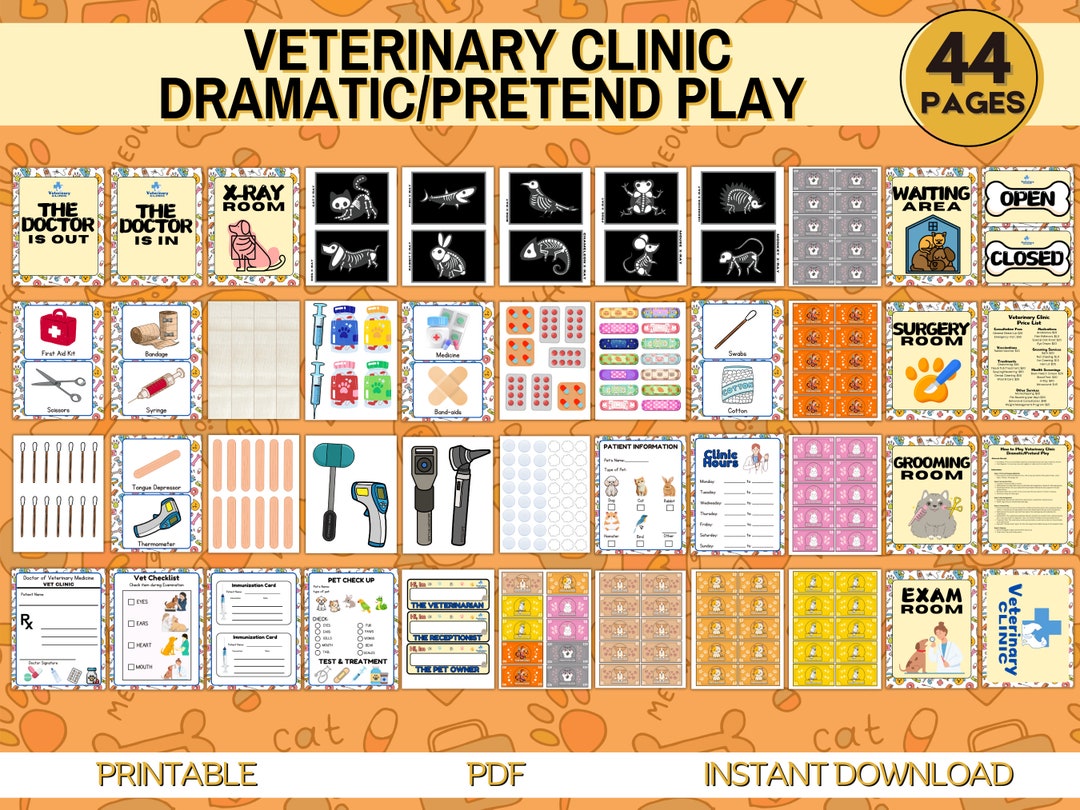 Vet Clinic Pretend Play Printables, Dramatic Play Vet, Pretend Play Vet ...