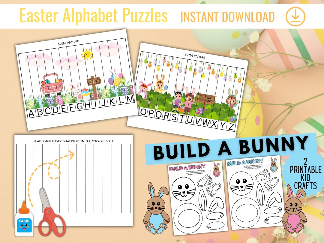 Easter Puzzle Kids , Printable Easter Puzzle, Easter Bunny Craft ...