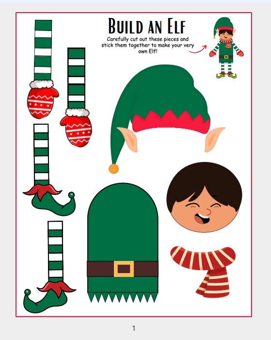 Printable Pdf Christmas Kids Elf Craft, Printable Build Two Elves Kids ...