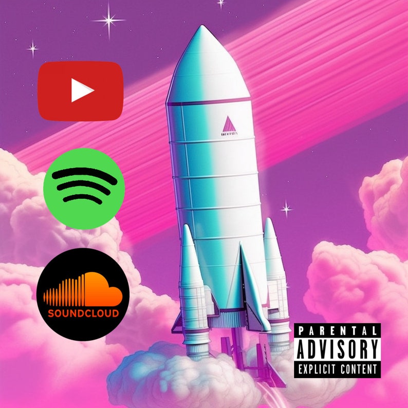 Spaceship Rocket Digital Album Cover Art - Etsy