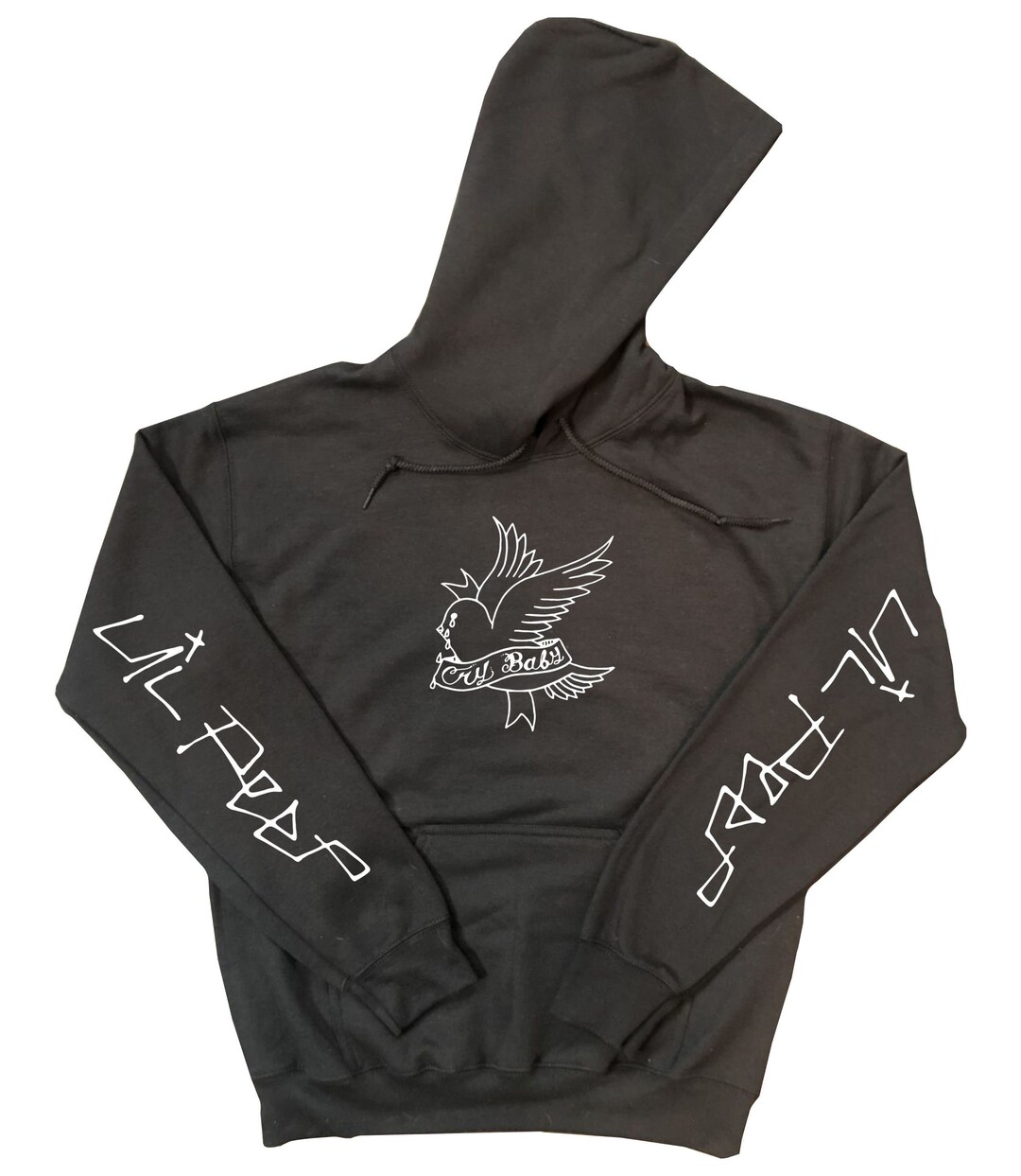 Lil Peep Hooded Sweatshirt Crying Bird Design Black W/ White Design - Etsy