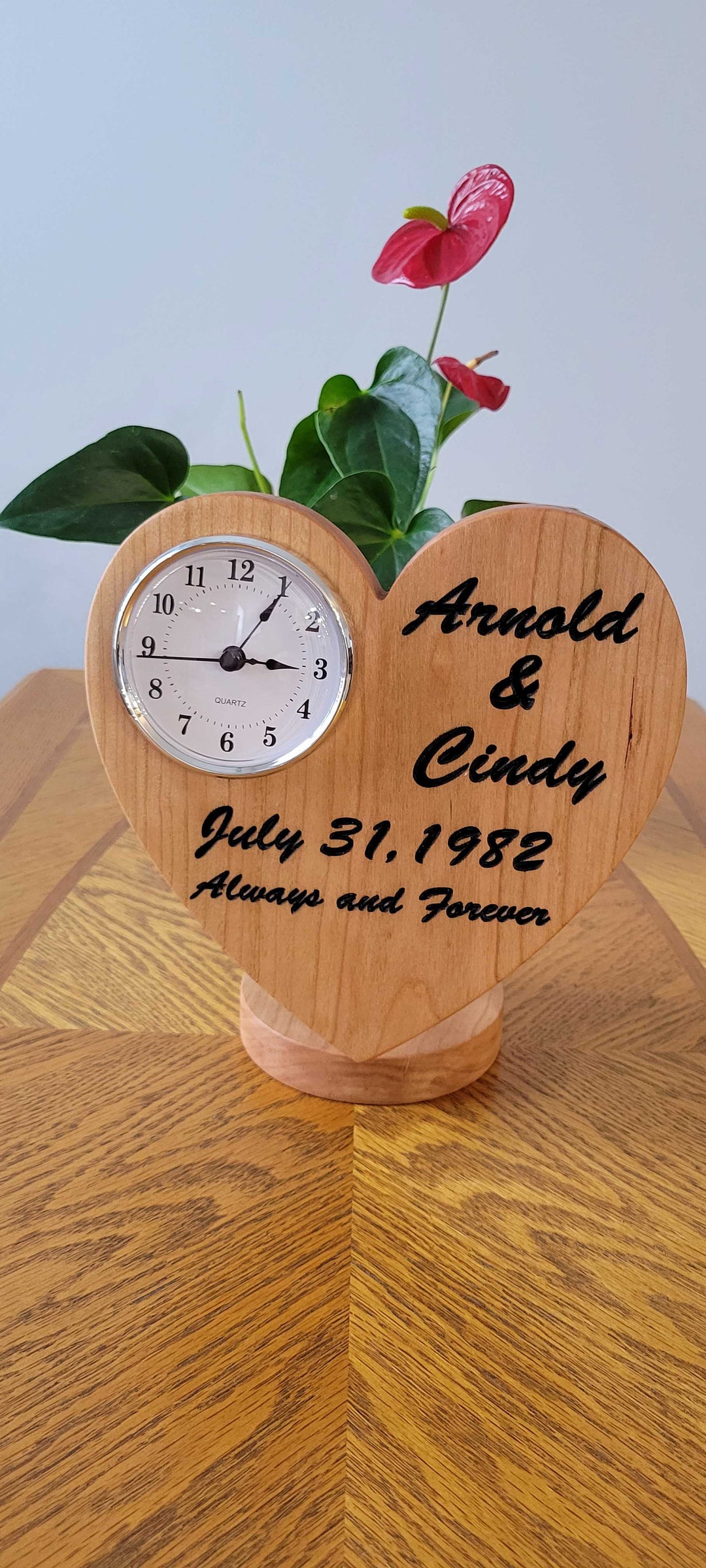 Personalized Wooden Desk Clock, Custom Desk Clock, Personalized Desk Clock, Anniversary Gift ...