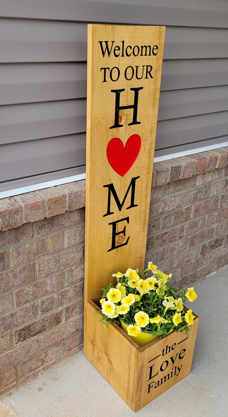 Personalized Welcome Sign Flower Box - Etsy