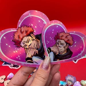 JJK Anime Heart Stickers: Holographic Waterproof Gift Pack - Etsy Australia