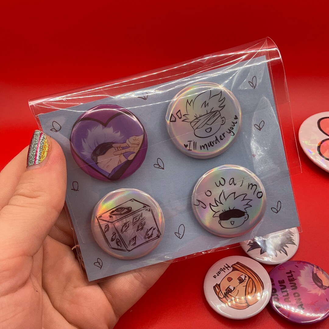 JJK Anime Chibi 1 Inch Pin Button Anime Gift Holographic - Etsy UK