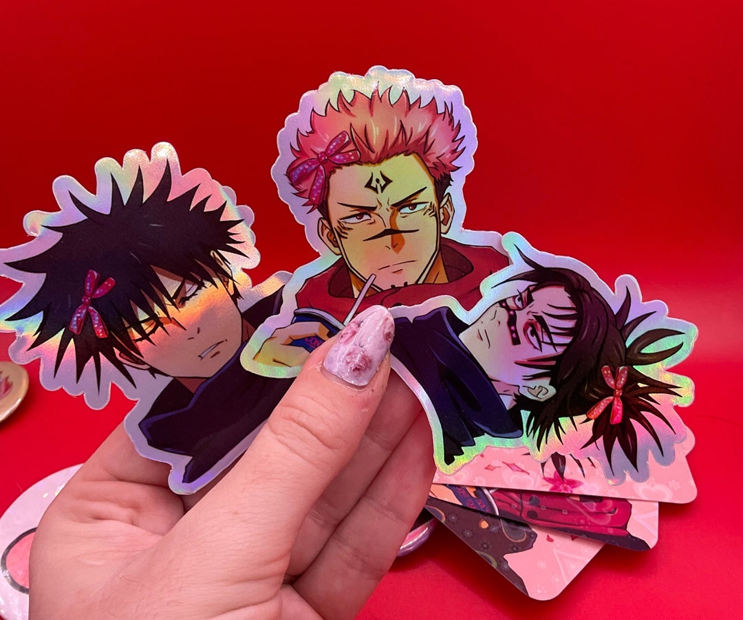 JJK Hair Bow Anime Sticker Pack: Holographic Waterproof Decals - Etsy