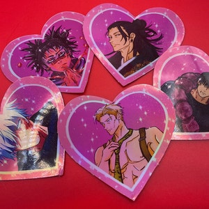 JJK Anime Heart Stickers: Holographic Waterproof Gift Pack - Etsy