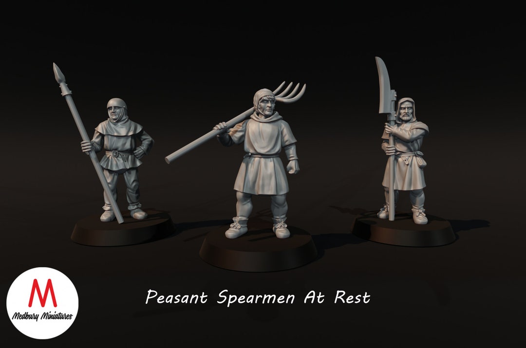 Medbury Miniatures Peasant Spearmen at Rest - Etsy