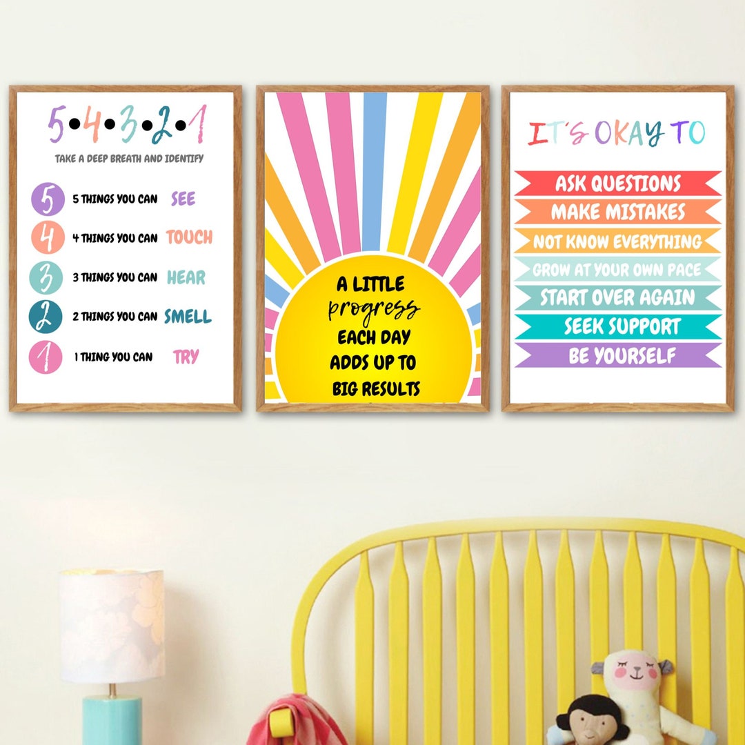 Affirmations for Kids Calm Down, Calming Corner Posters 54321, Coping ...