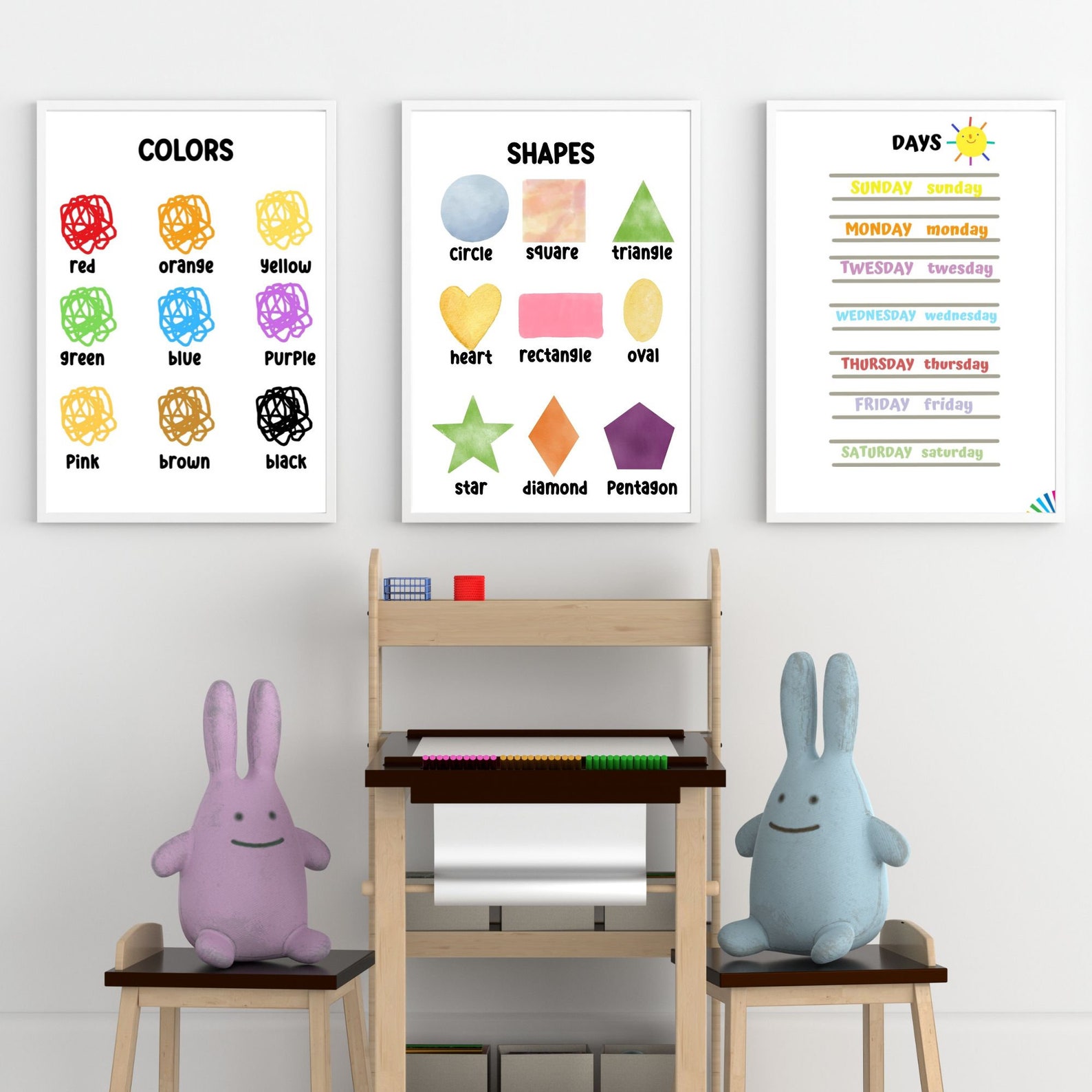 Printable Wall Art Shapes Educational, Educational Poster Shapes ...