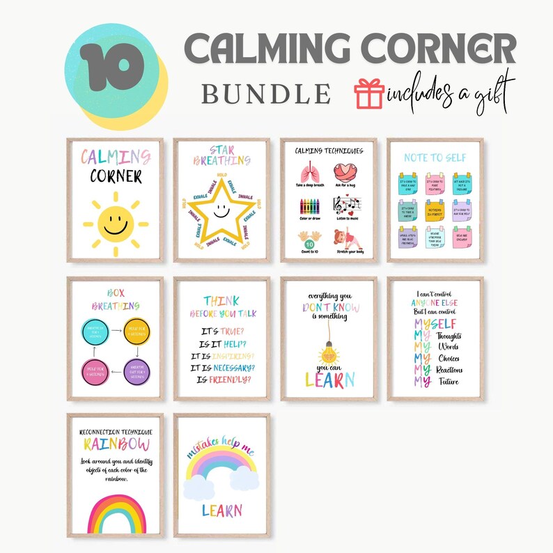 Calm Corner Decor Printables School, Calm Down Corner Preschool ...
