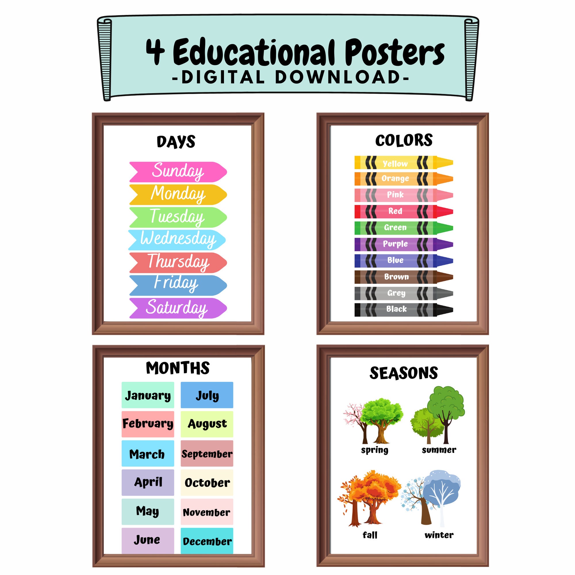 Homeschool Posters, Educational Posters for Toddlers, Montesori Posters ...