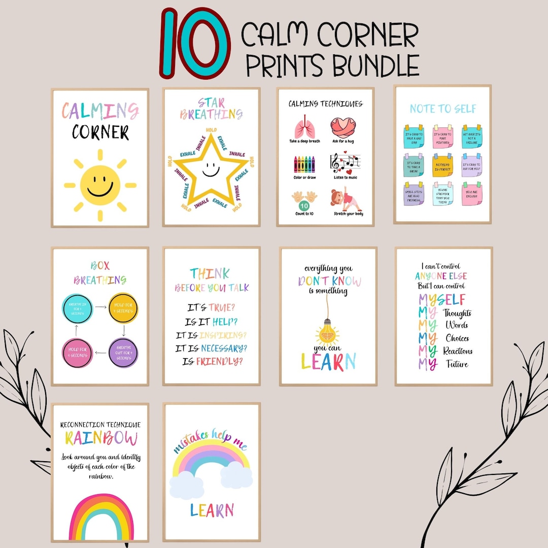 Calm Corner Decor Printables School, Calm Down Corner Preschool ...
