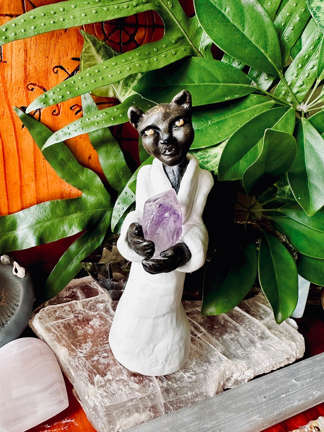 Panther Gatekeeper Spirit Doll Guide Amethyst Crystal Icon Altar Witch ...