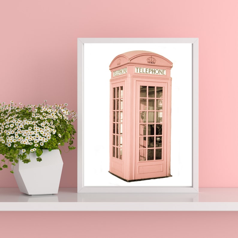 Pink Phone Booth Retro Glam Printable Wall Art Digital - Etsy
