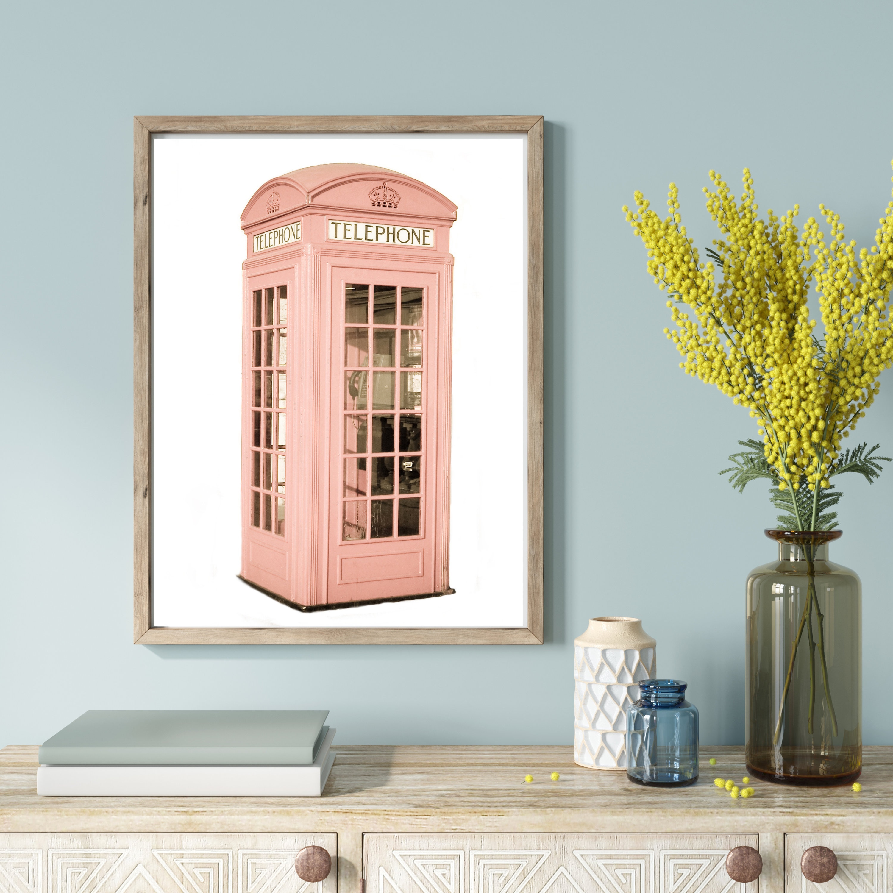 Pink Phone Booth Retro Glam Printable Wall Art Digital Prints Digital ...