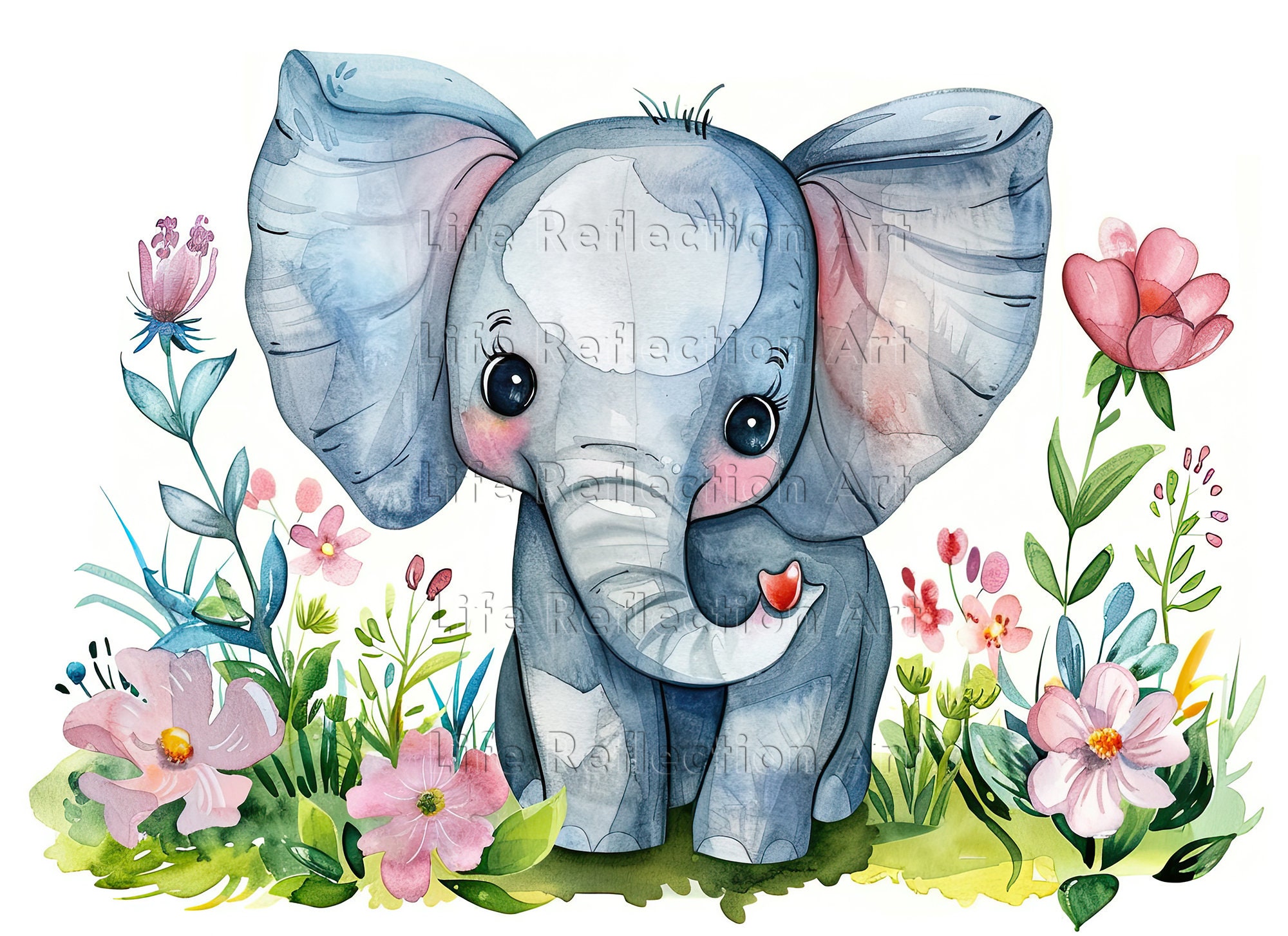 13 Cute Elephants Clipart Watercolour Digital Graphics for Commercial ...