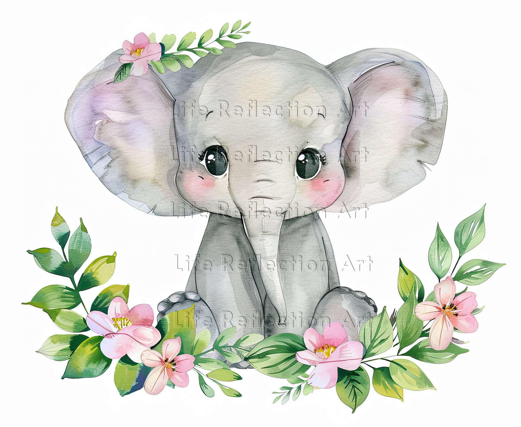 13 Cute Elephants Clipart Watercolour Digital Graphics for Commercial ...