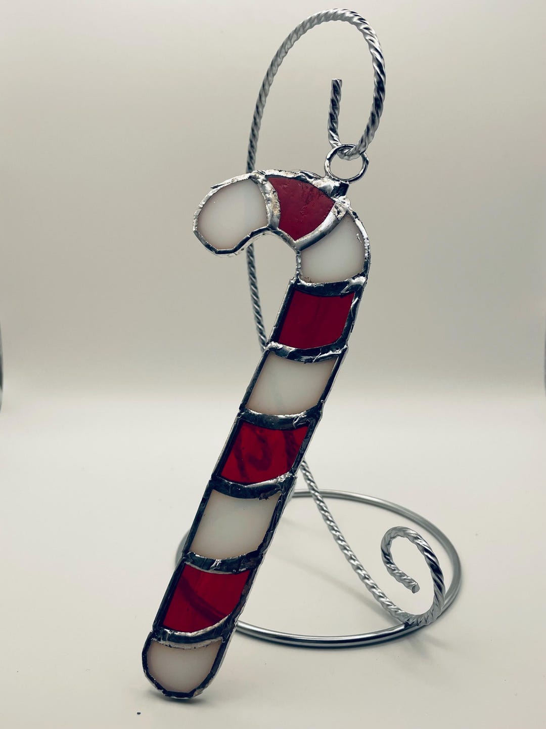 Candy Cane Stained Glass Ornament - Etsy