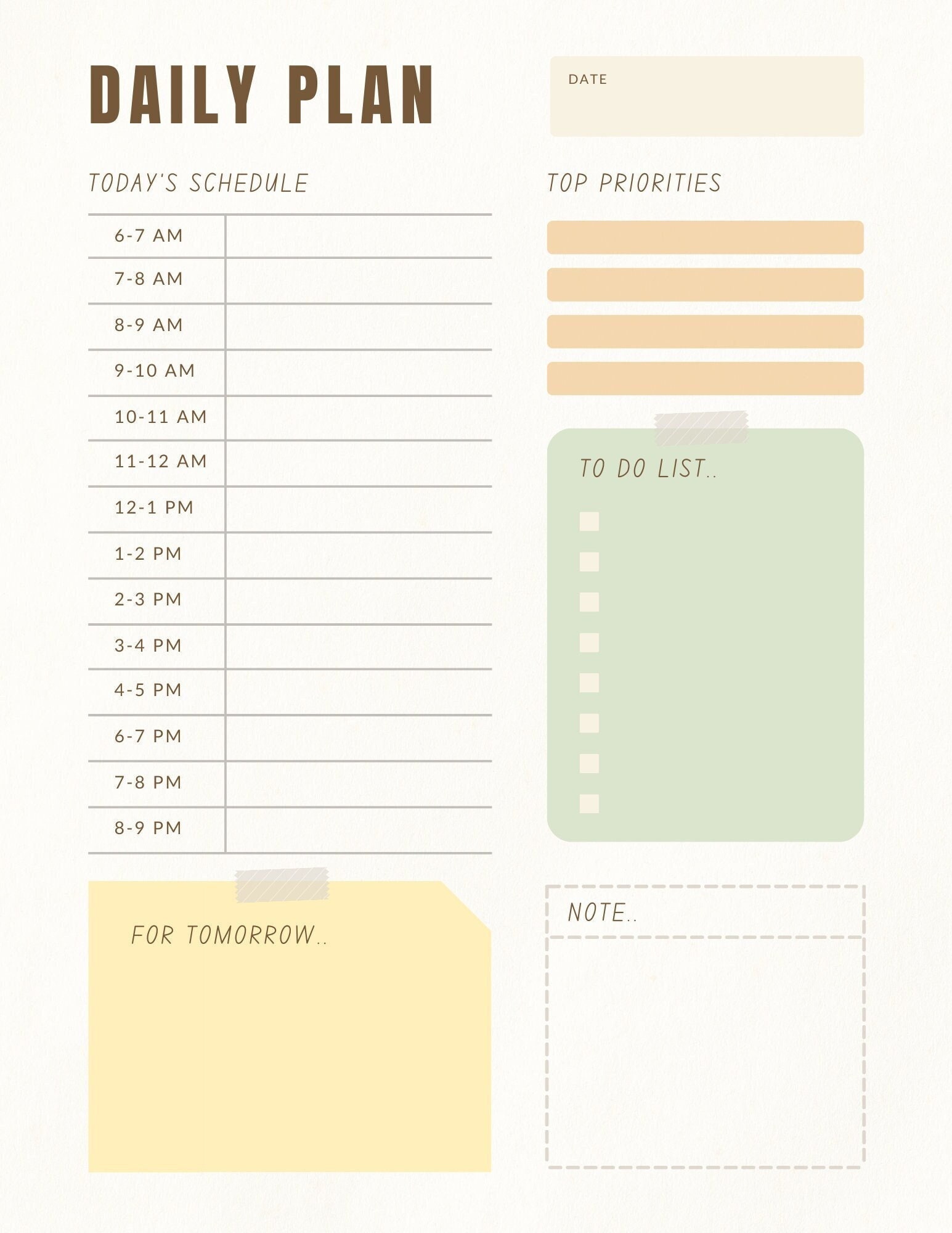Digital Download, Digital Daily Planner, Organize by Hour - Etsy
