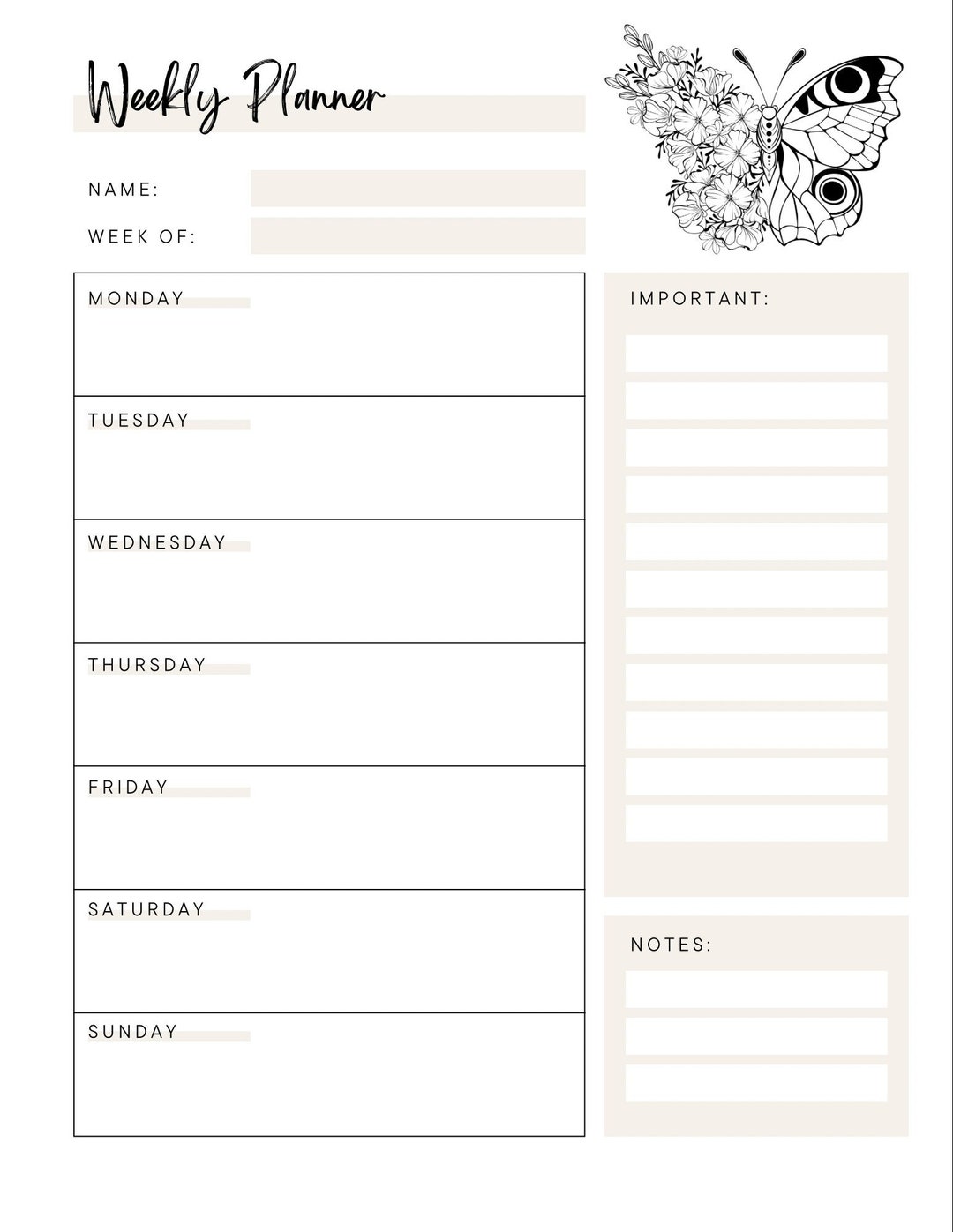 Serene Weekly Planner | Print or Goodnotes - Etsy